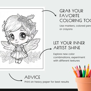 Chibi Fairies Coloring Page Bundle, Printable Kids Coloring Book ...