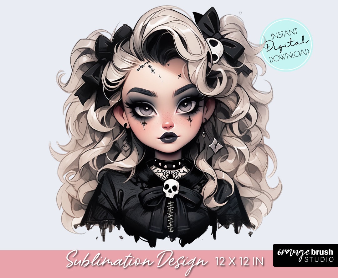 Halloween Sublimation PNG, Goth Girl. Halloween Fashion Clipart, Creepy ...