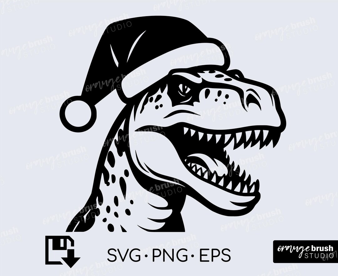 Christmas Dinosaur SVG Cut File for Cricut. T-rex in Santa Hat SVG Kids ...