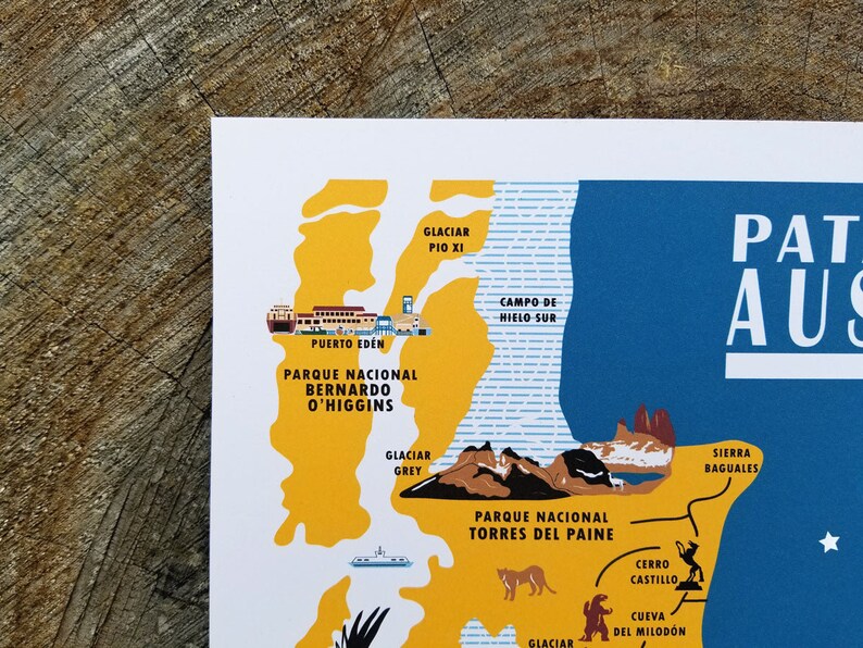 Map of Patagonia Austral Poster Patagonia Chile - Etsy