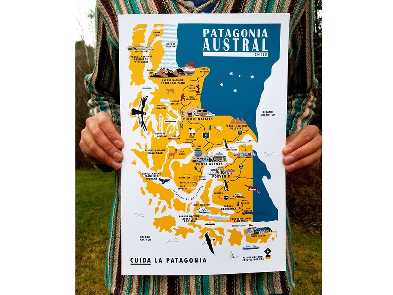 Map of Patagonia Austral Poster Patagonia Chile - Etsy