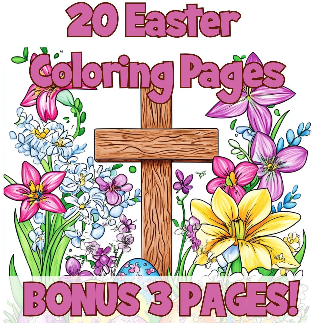 Religious Easter Coloring Page Bundle for Kids – 20 Printable Christian ...