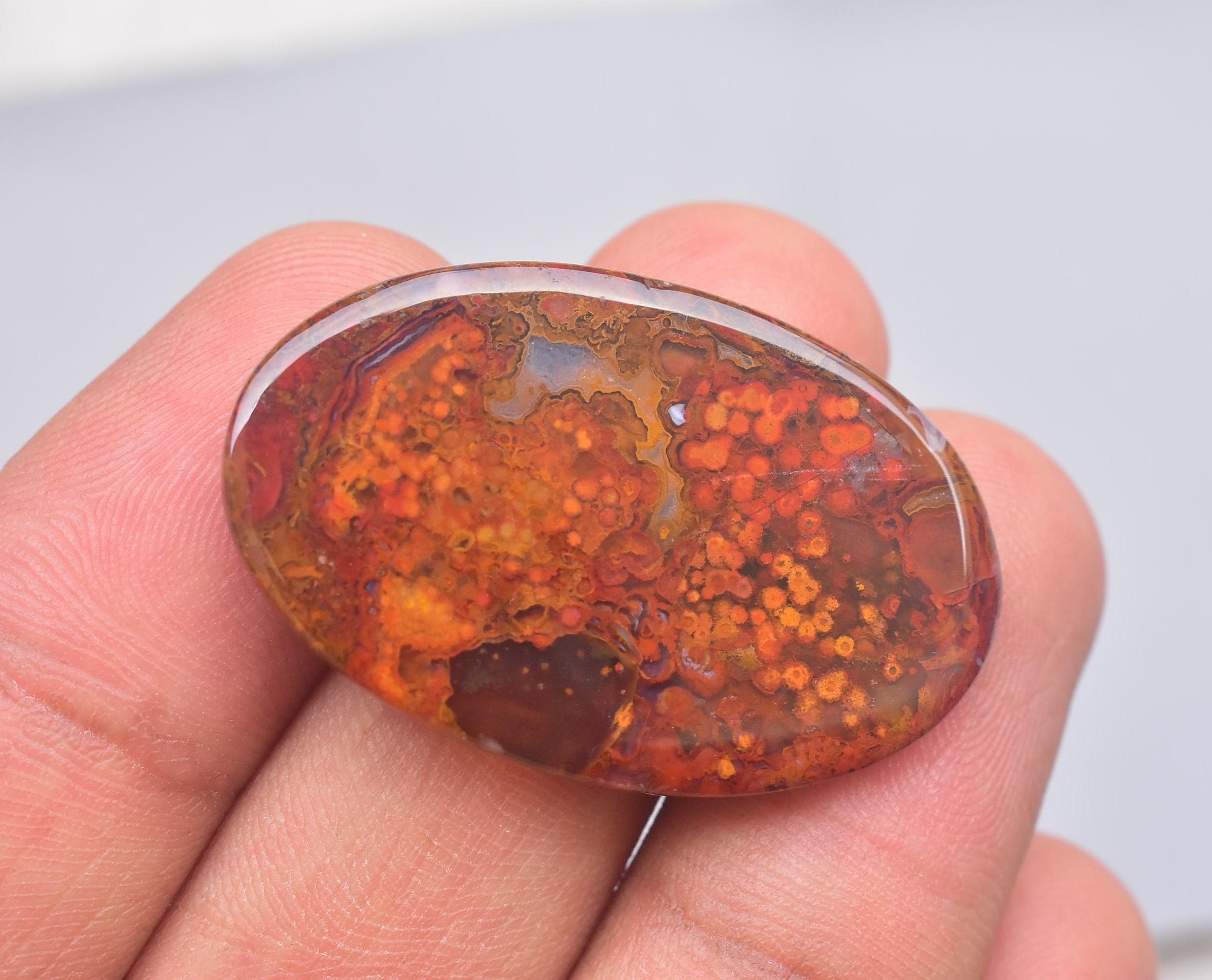 Red Moss Agate Cabochon Loose Gemstone / Indonesian Red Moss | Etsy