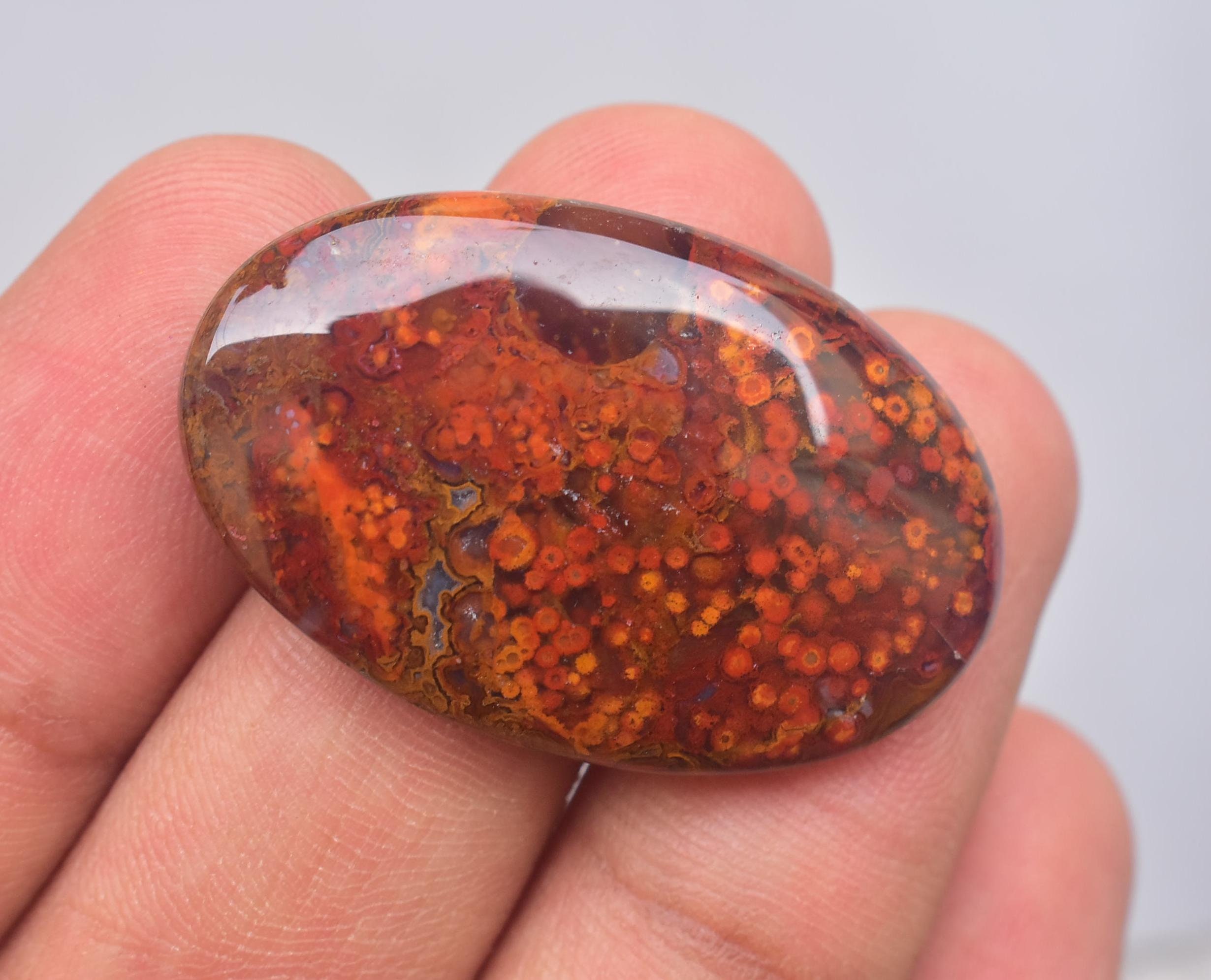 Red Moss Agate Cabochon Loose Gemstone / Indonesian Red Moss | Etsy