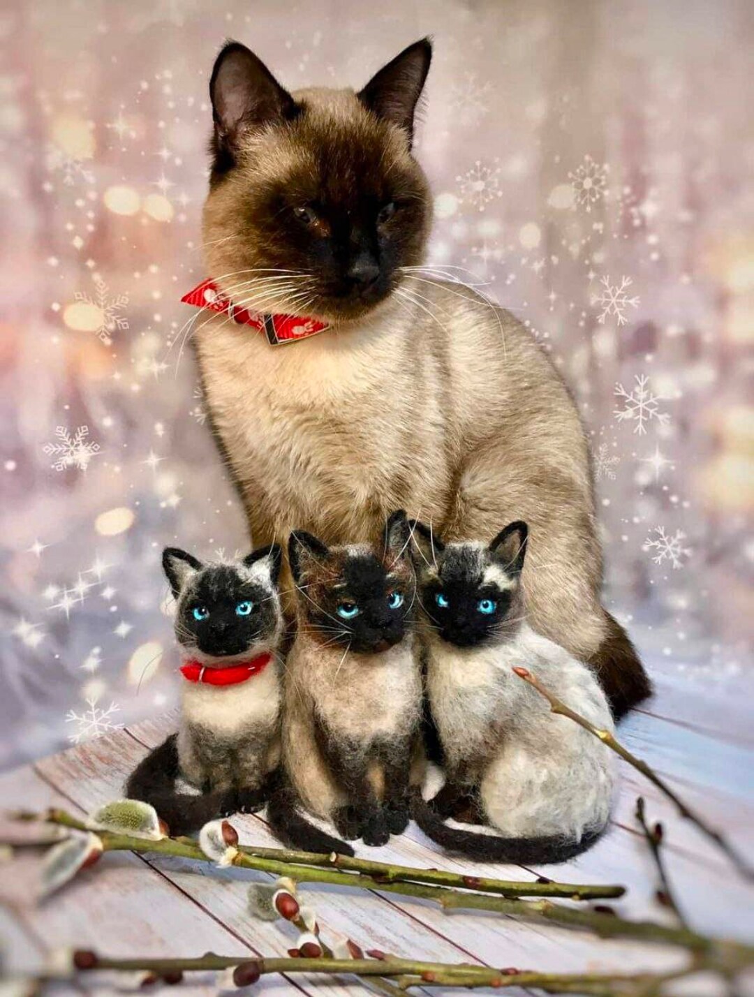 Woolen Cat,figure Cat, Felted Cat, Siamese Cat - Etsy