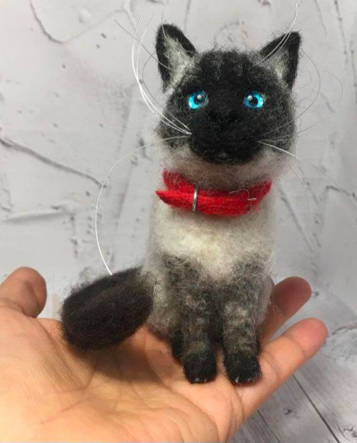 Woolen Catfigure Cat Felted Cat Siamese Cat - Etsy