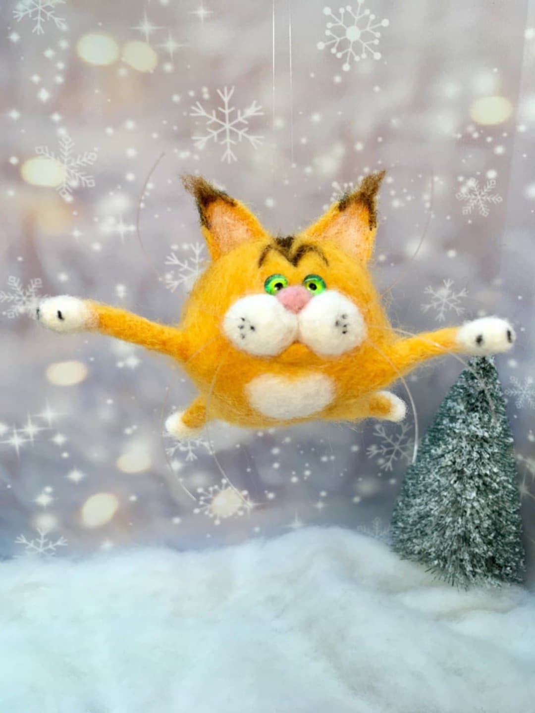 Flying Cat, Felted Cat - Etsy