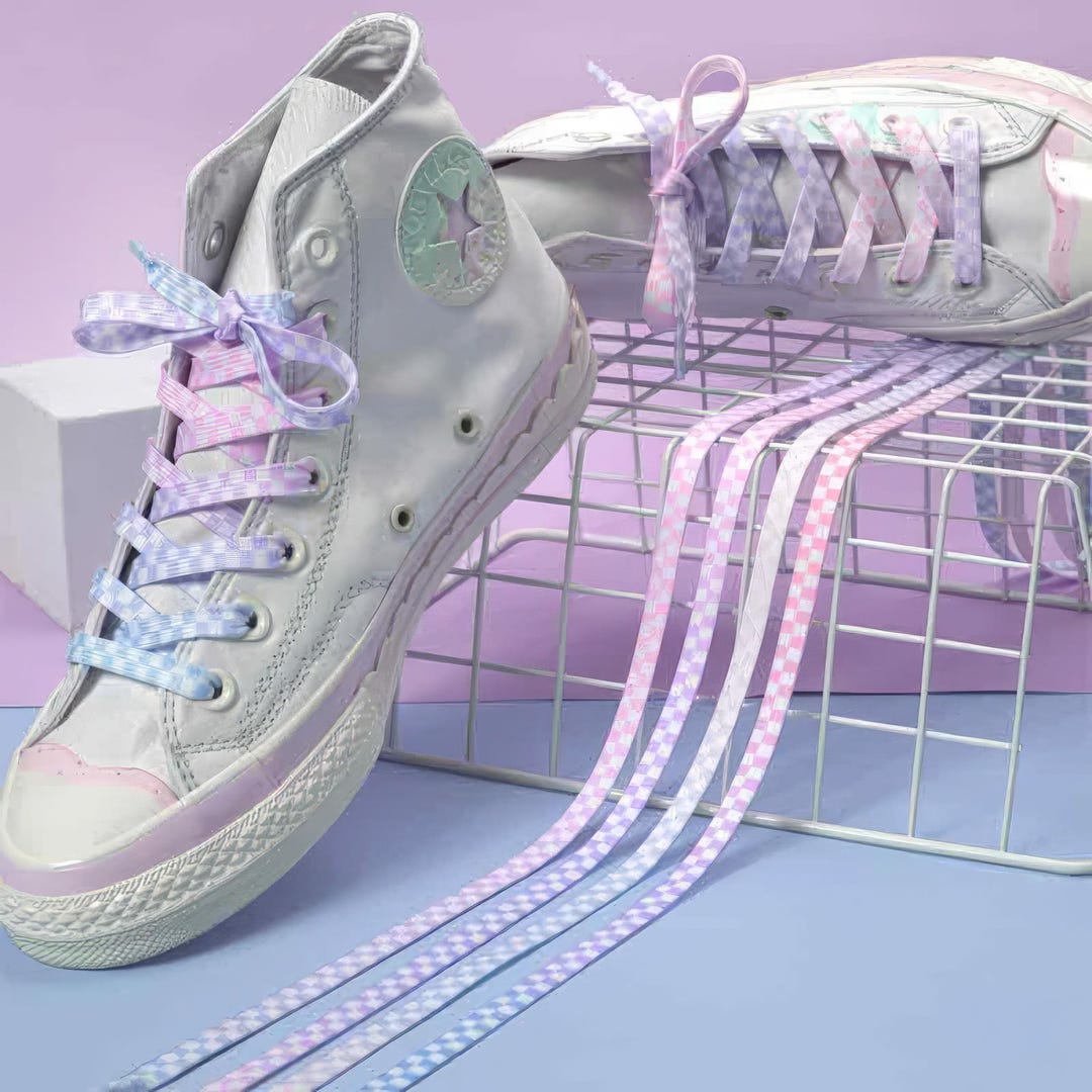 9 Colors / Ice Cream Color Classic Gradient Checkerboard Shoelaces Fun ...