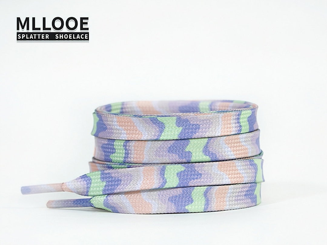 Orange Purple Wave Pattern Athletic Sport Flat Sneaker Shoelace, Canvas ...