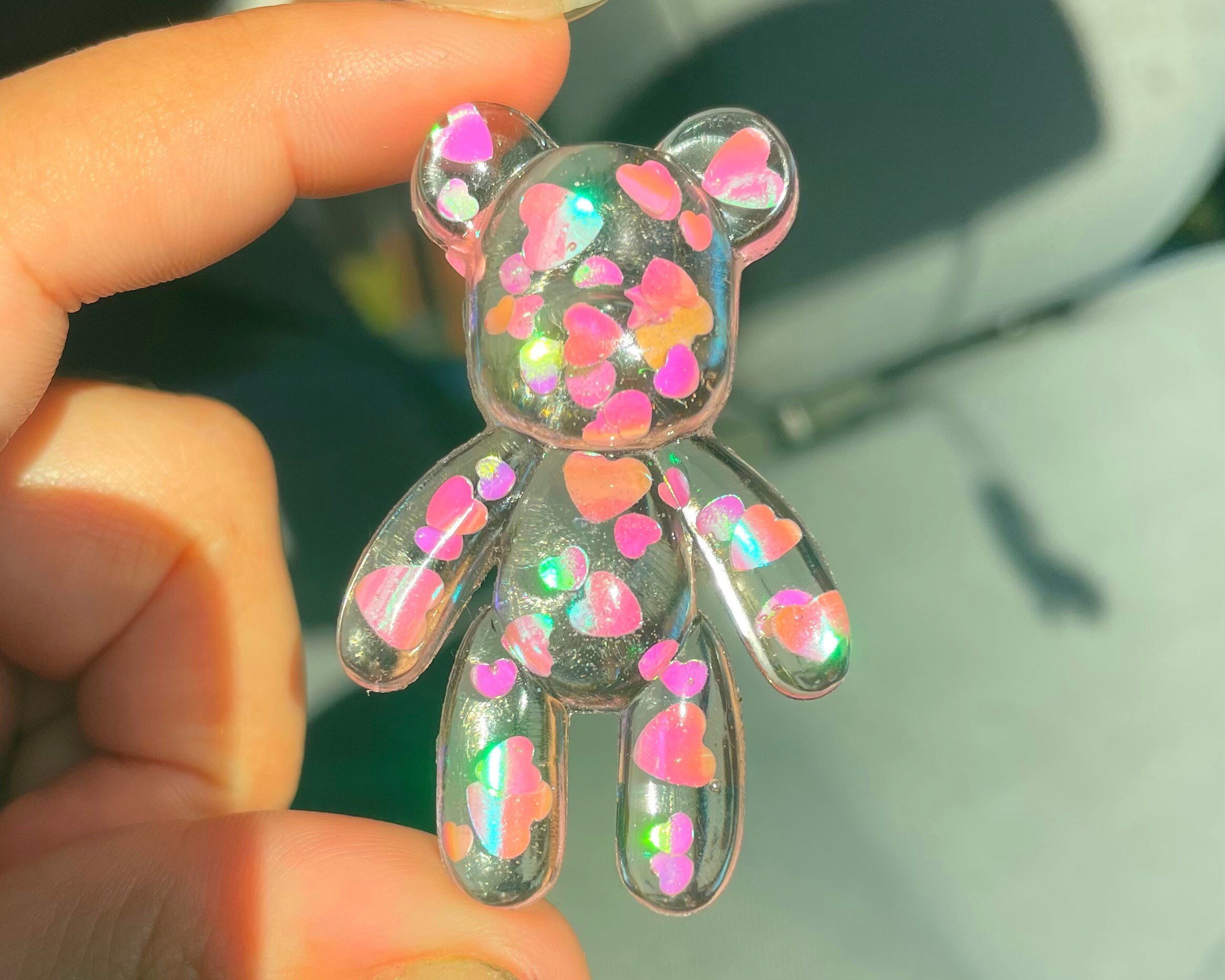 Pocket Hug/keyring Pink Heart Transparent Bear Keychain Luxury Keyring ...