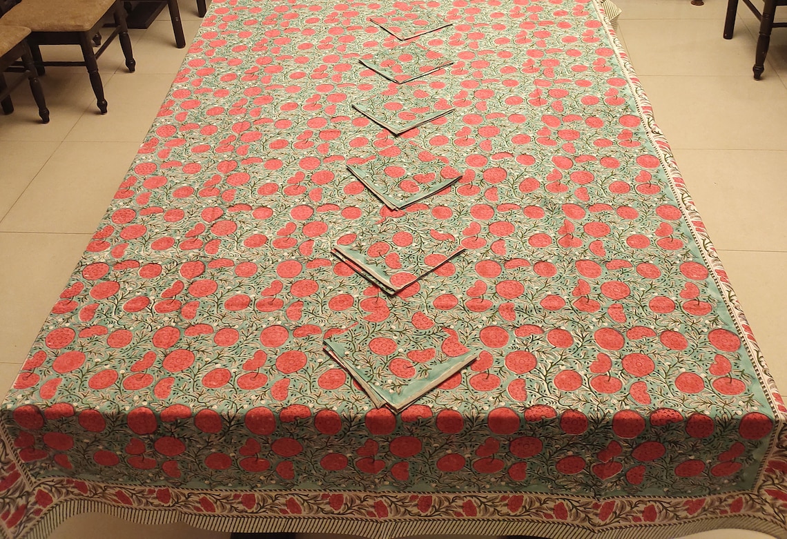 Hand Block Printed Cotton Tablecloth: Floral Indian Decor (60 X 90 ...