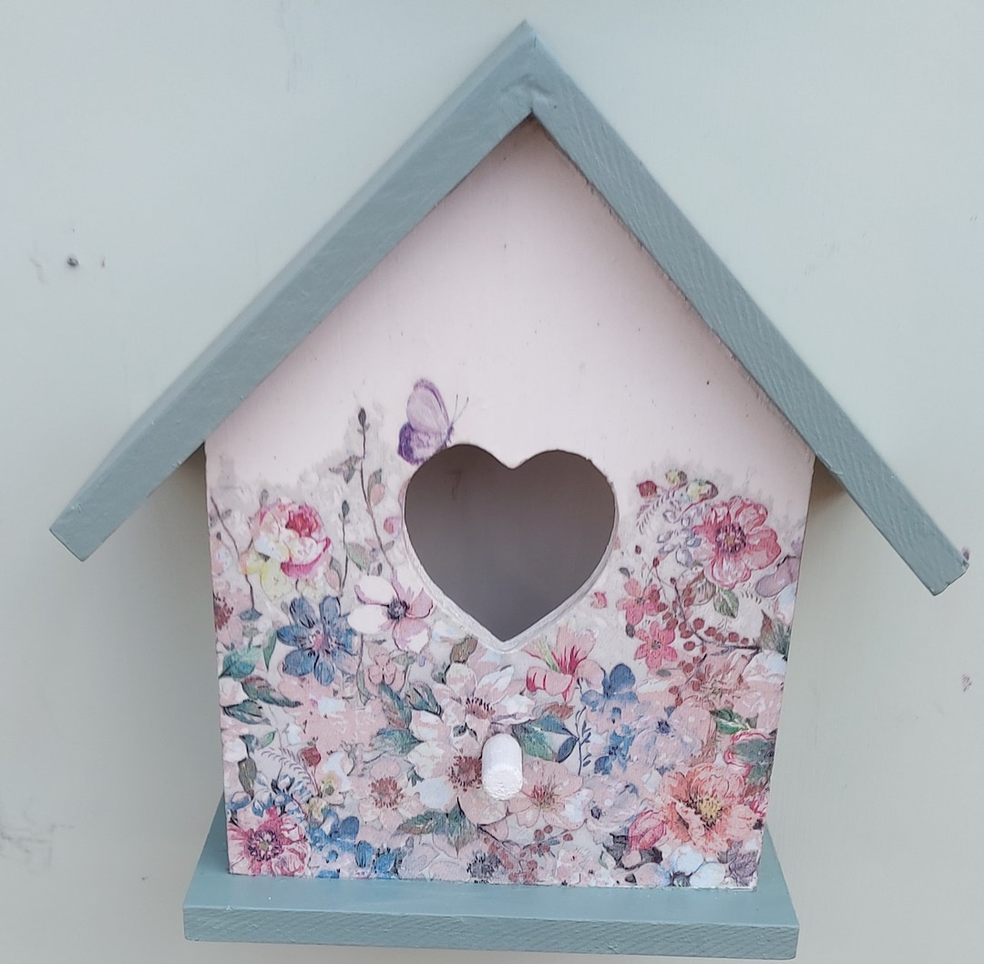 Decoupaged Bird House: Floral Garden Decor - Etsy