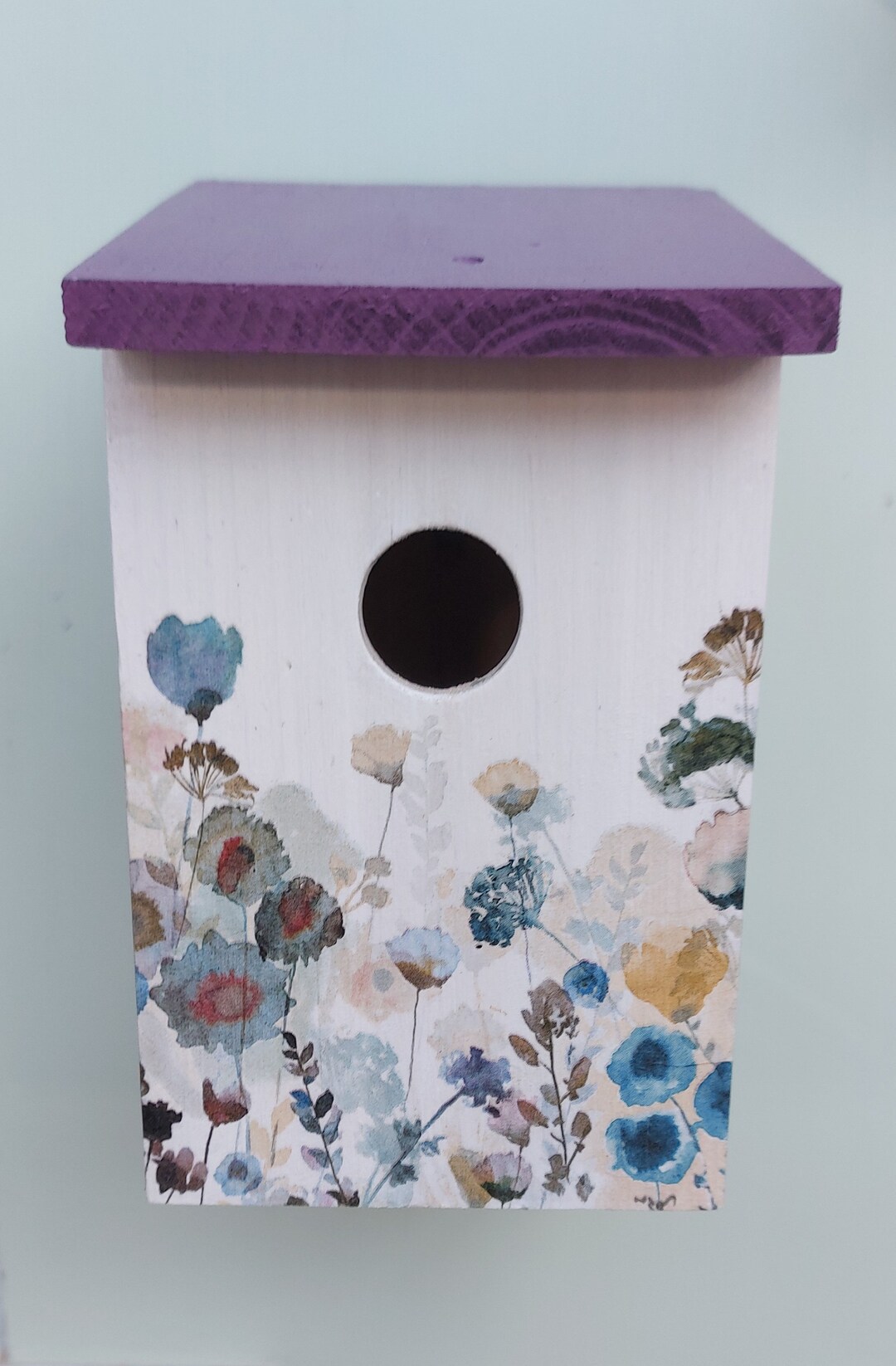 Birdhouse, Nesting Box, Garden Bird Box, Decoupaged Bird Box, Garden ...