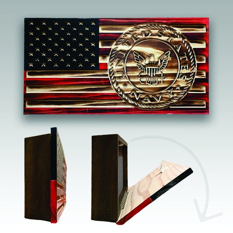 U.S. Navy Wood Flag or Concealment Box - Etsy