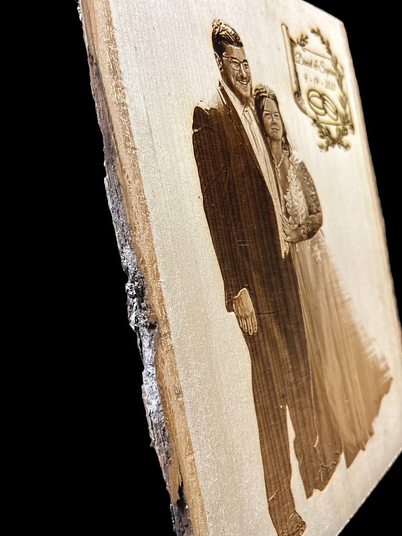 Live Edge Laser Engraved Photo - Etsy