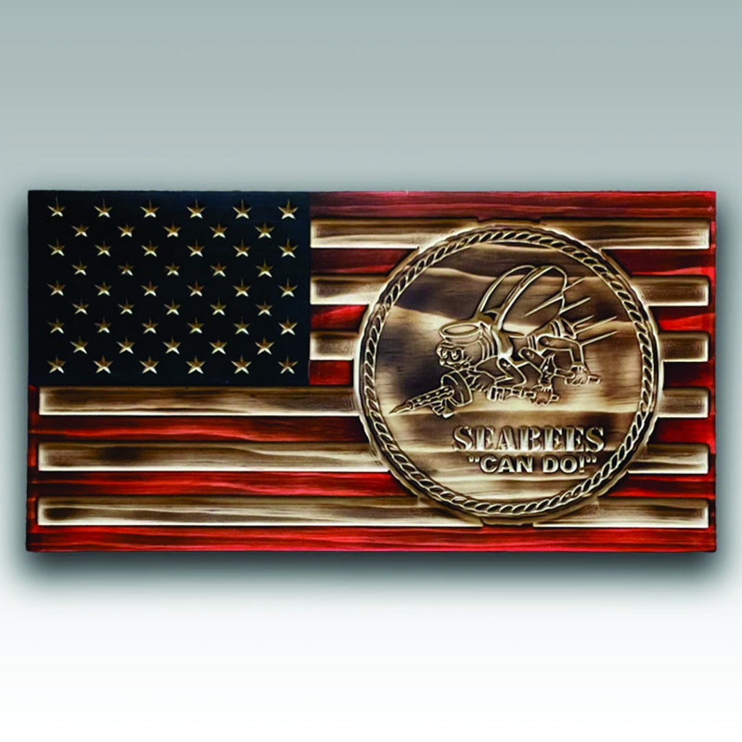 Seabee's American Wood Flag or Concealment Box - Etsy