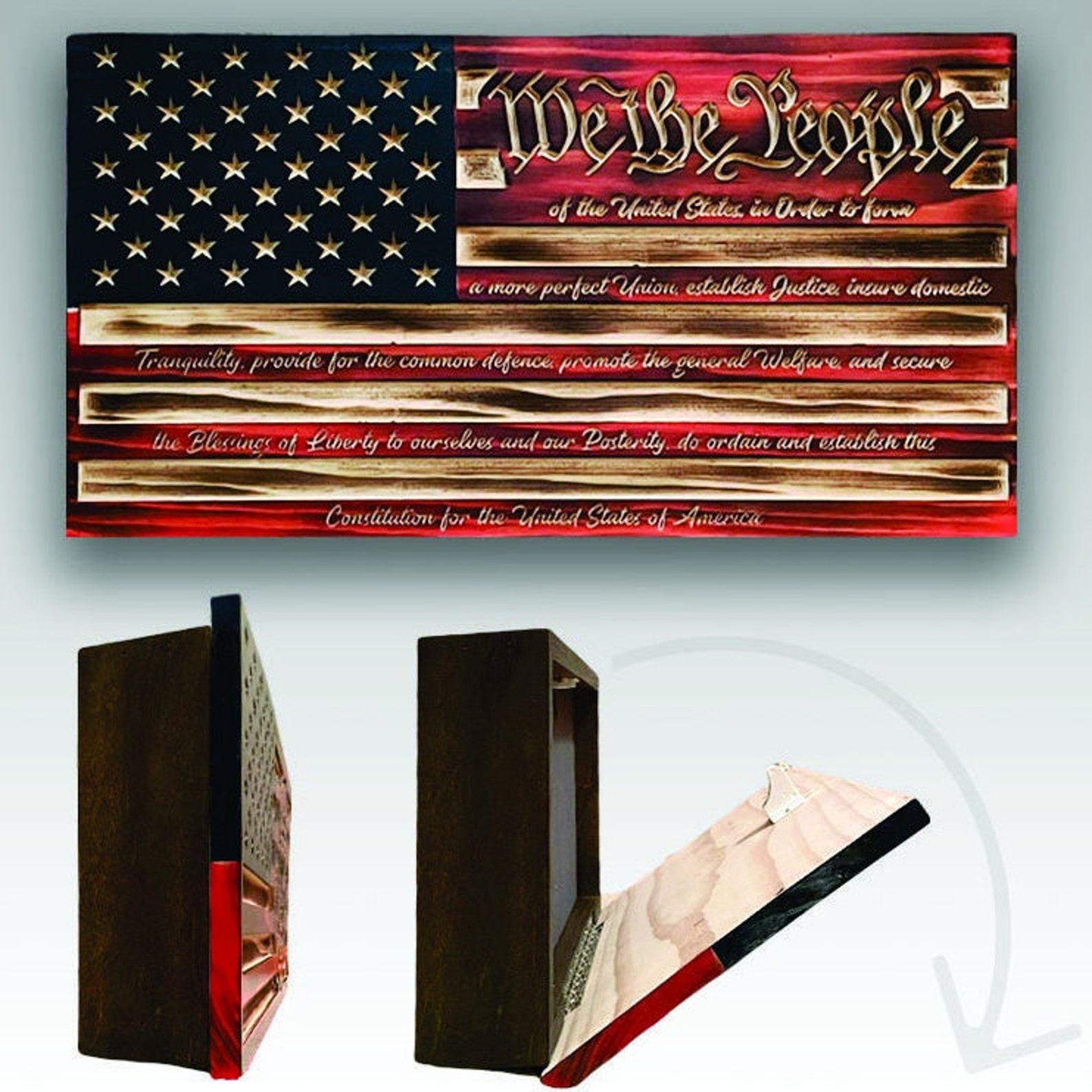 PREAMBLE (we the People) American Wood Flag, or Concealment Box Wood ...