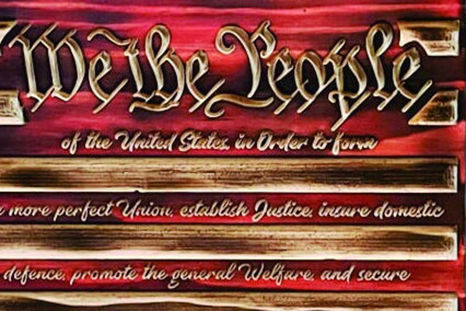 PREAMBLE (we the People) American Wood Flag, or Concealment Box Wood ...