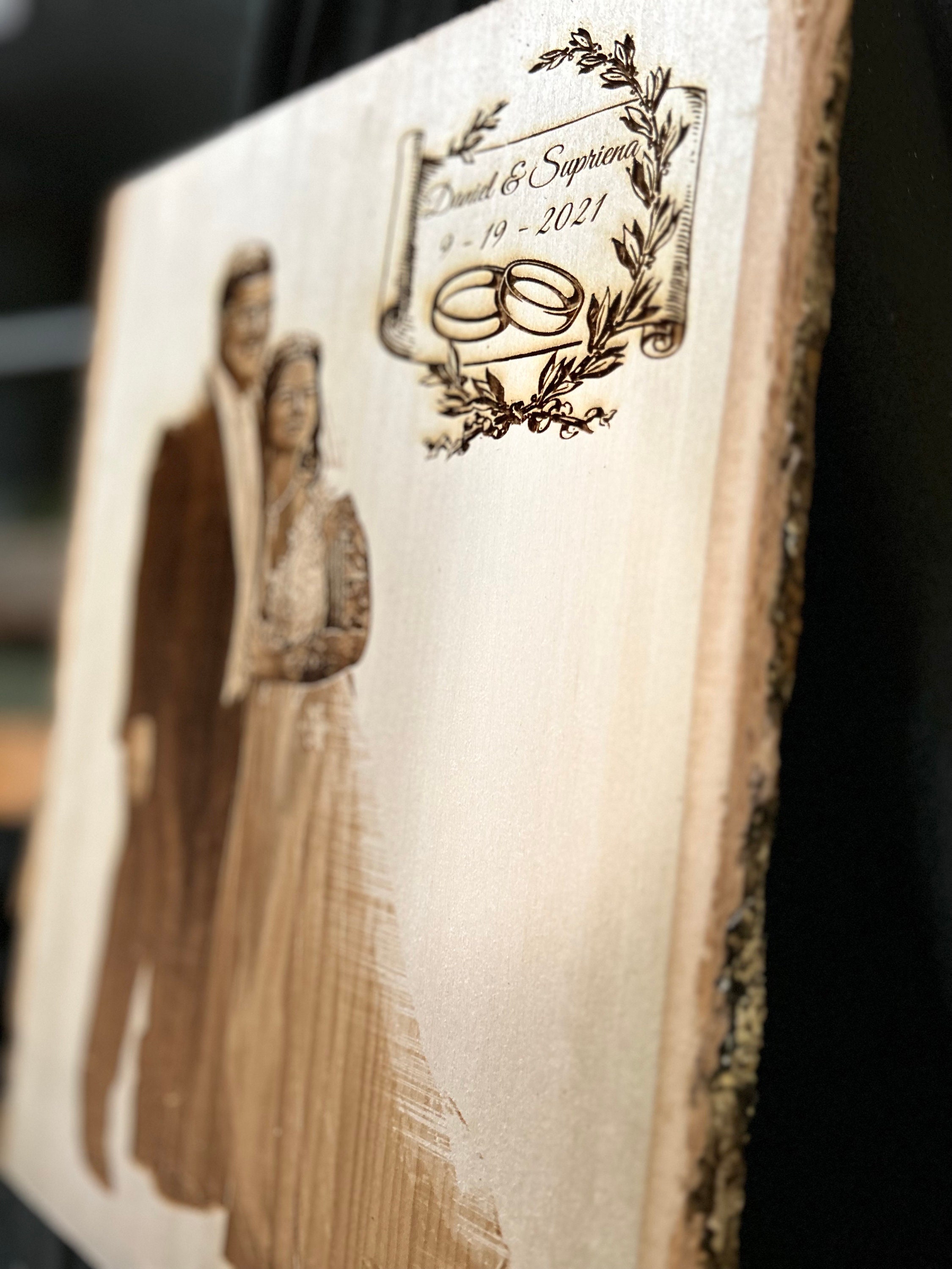 Live Edge Laser Engraved Photo - Etsy
