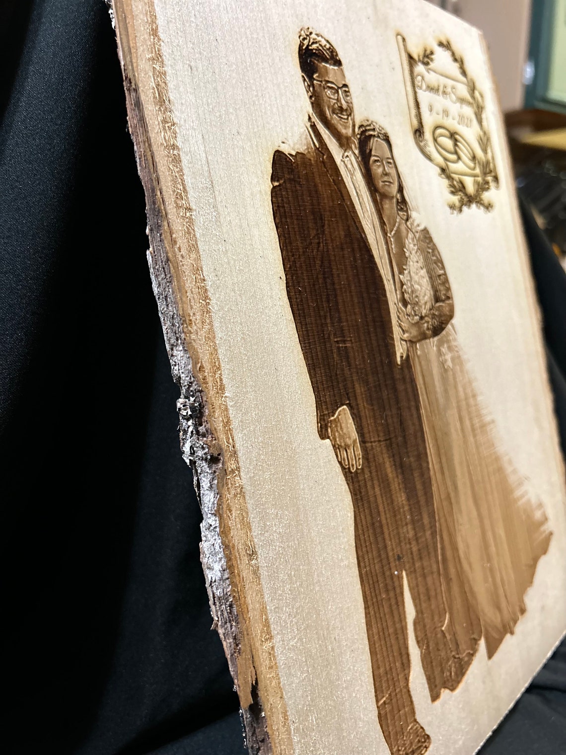Live Edge Laser Engraved Photo - Etsy