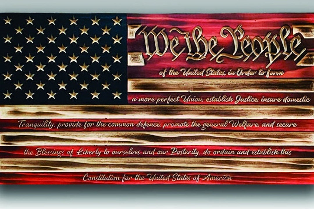 PREAMBLE (we the People) American Wood Flag, or Concealment Box Wood ...