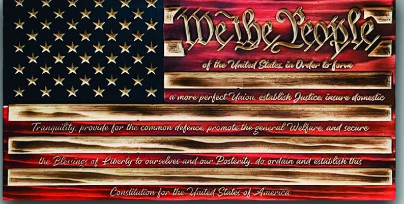 PREAMBLE (we the People) American Wood Flag, or Concealment Box Wood ...