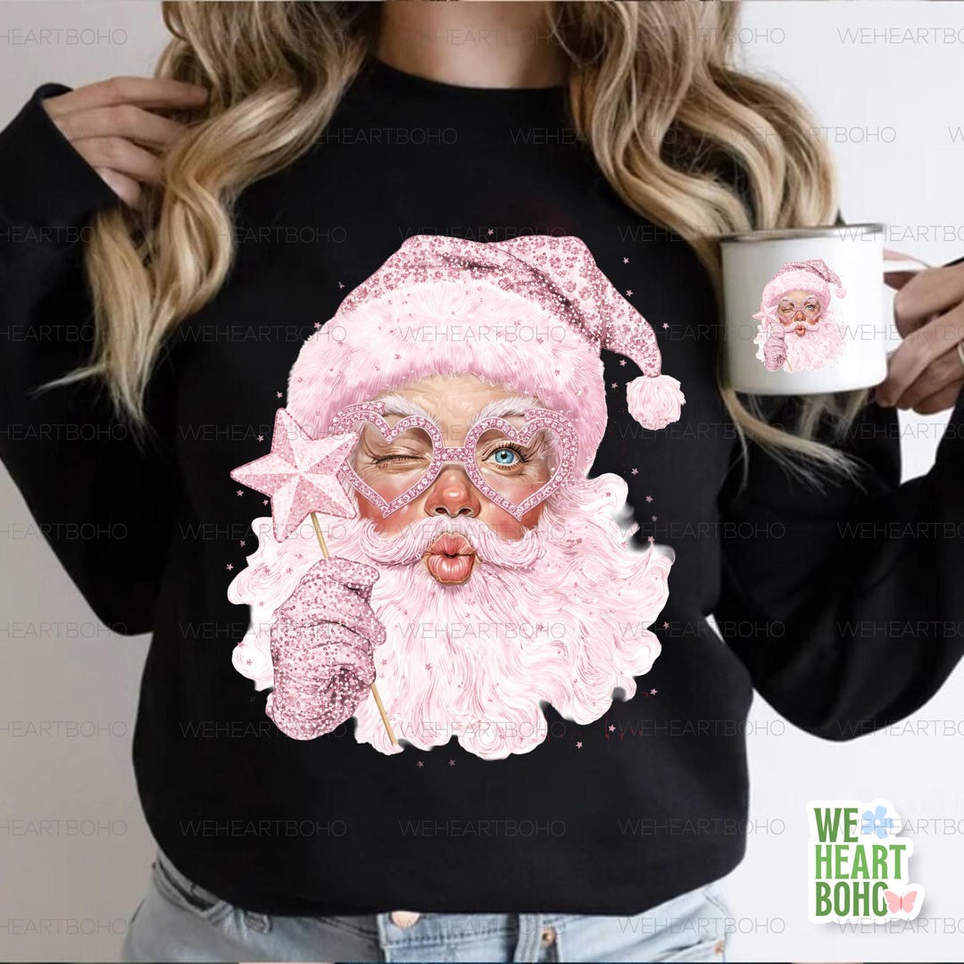 Pink Glitter Santa PNG, Girly Christmas Clipart (digital Download) - Etsy