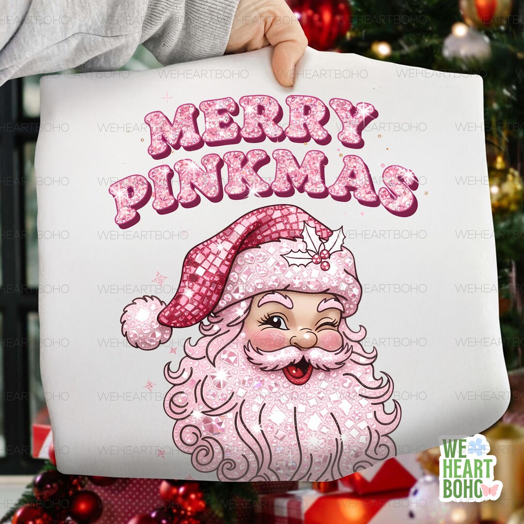 Pink Rhinestone Santa PNG, Merry Pinkmas Clipart (digital Download) - Etsy