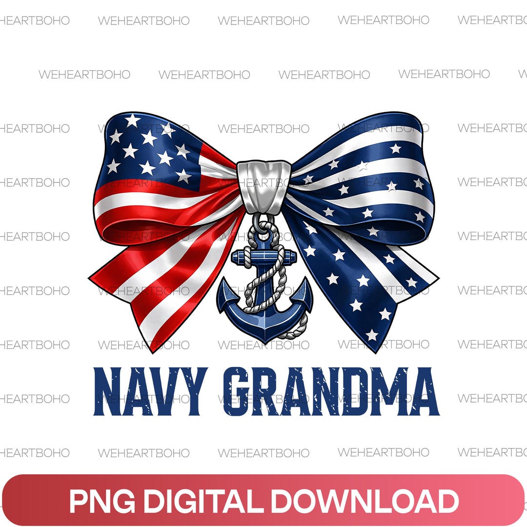 Navy Grandma PNG, Patriotic Navy Bow PNG, US Navy Family Design ...