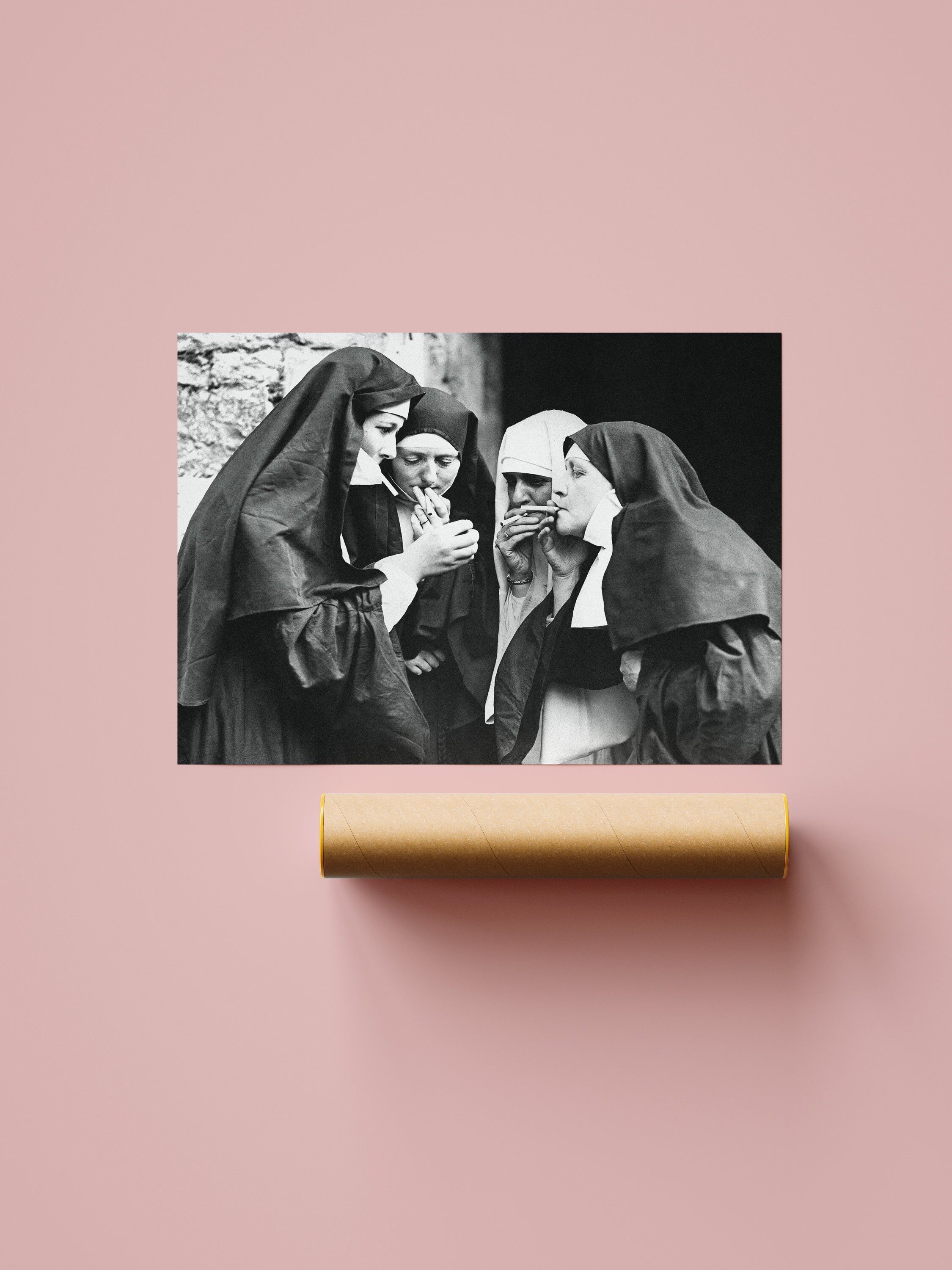 Nuns Smoking Poster/smoking Nuns Print/black and White Art/vintage Wall ...
