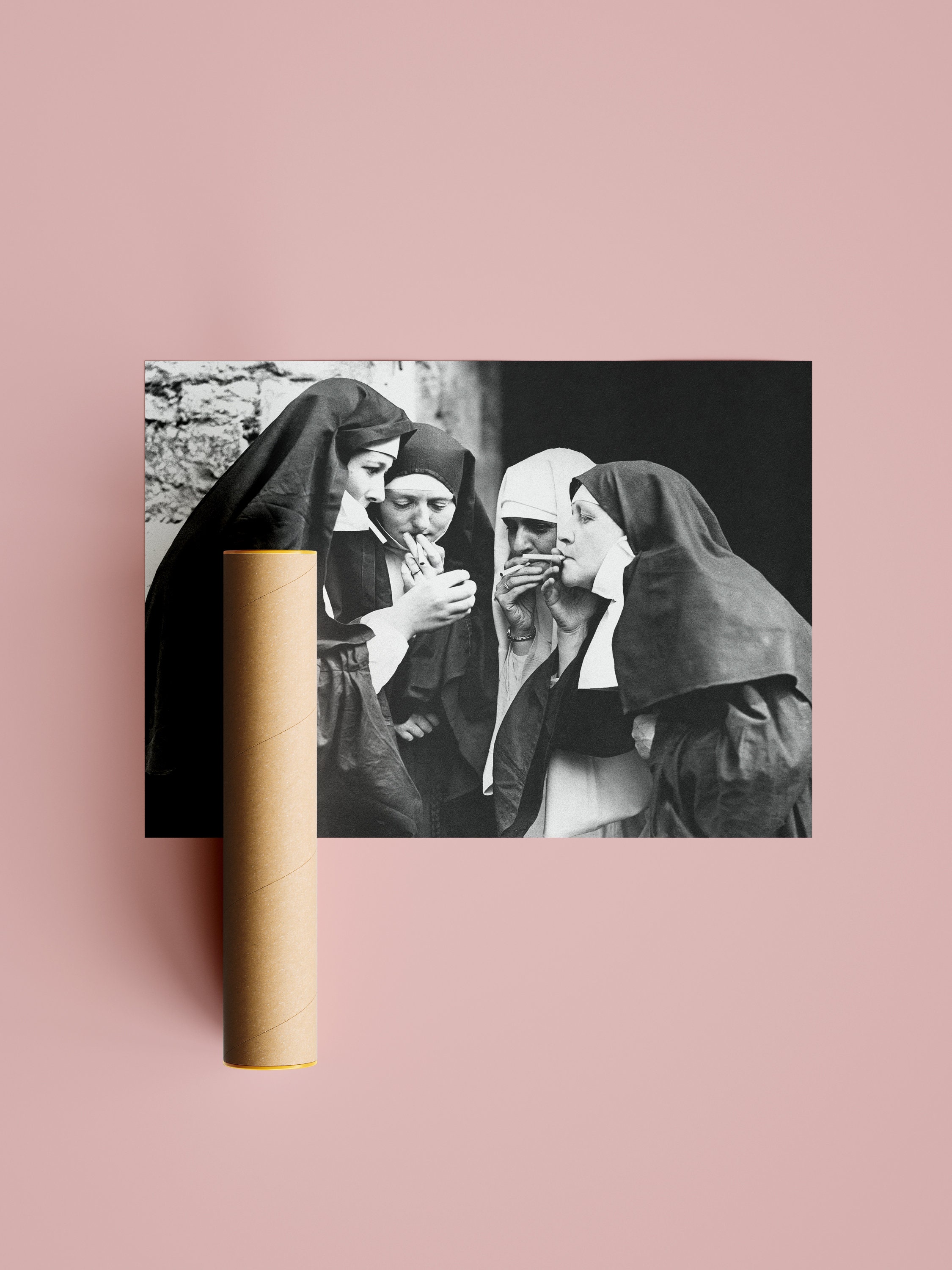 Nuns Smoking Poster/smoking Nuns Print/black and White Art/vintage Wall ...
