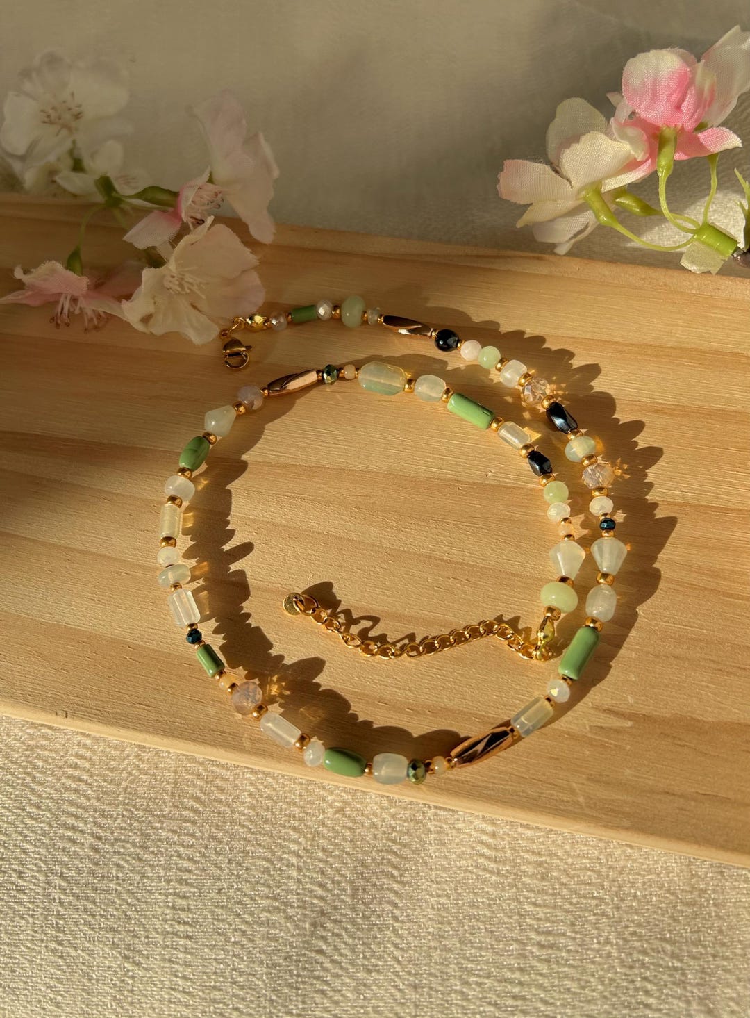 Aruba-handmade Colorful Pearl Necklace Made of Green Beads/ Colorful ...