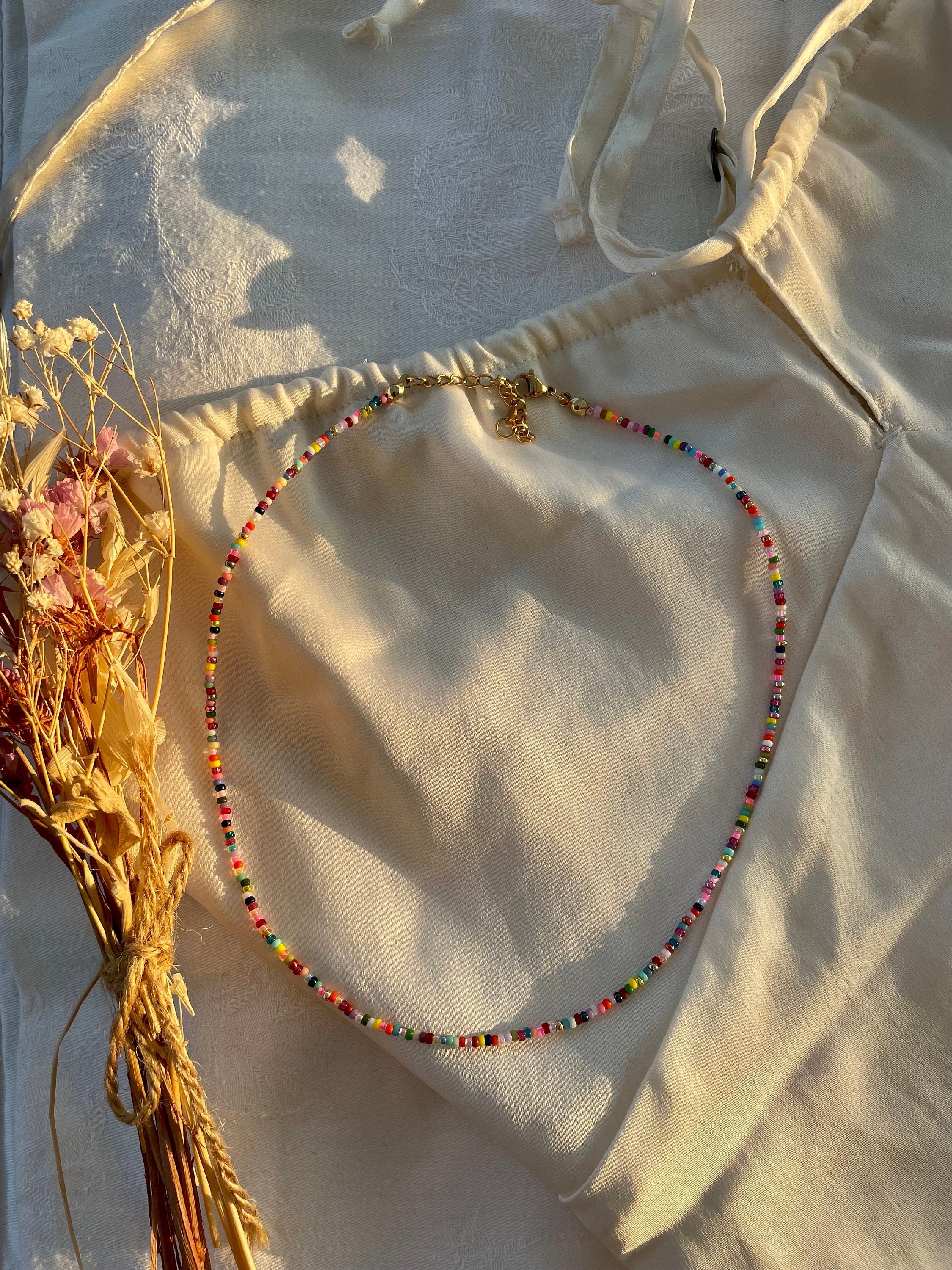 Aruba - Handmade, Colorful Beaded Necklace With Mini Seed Beads ...