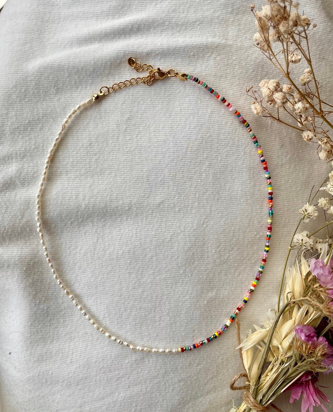 Aruba Handmade, Colorful Mini Freshwater Pearl Necklace/delicate Pearl ...