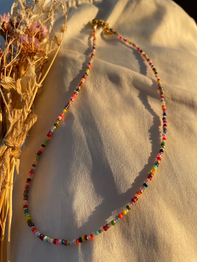 Aruba - Handmade, Colorful Beaded Necklace With Mini Seed Beads ...