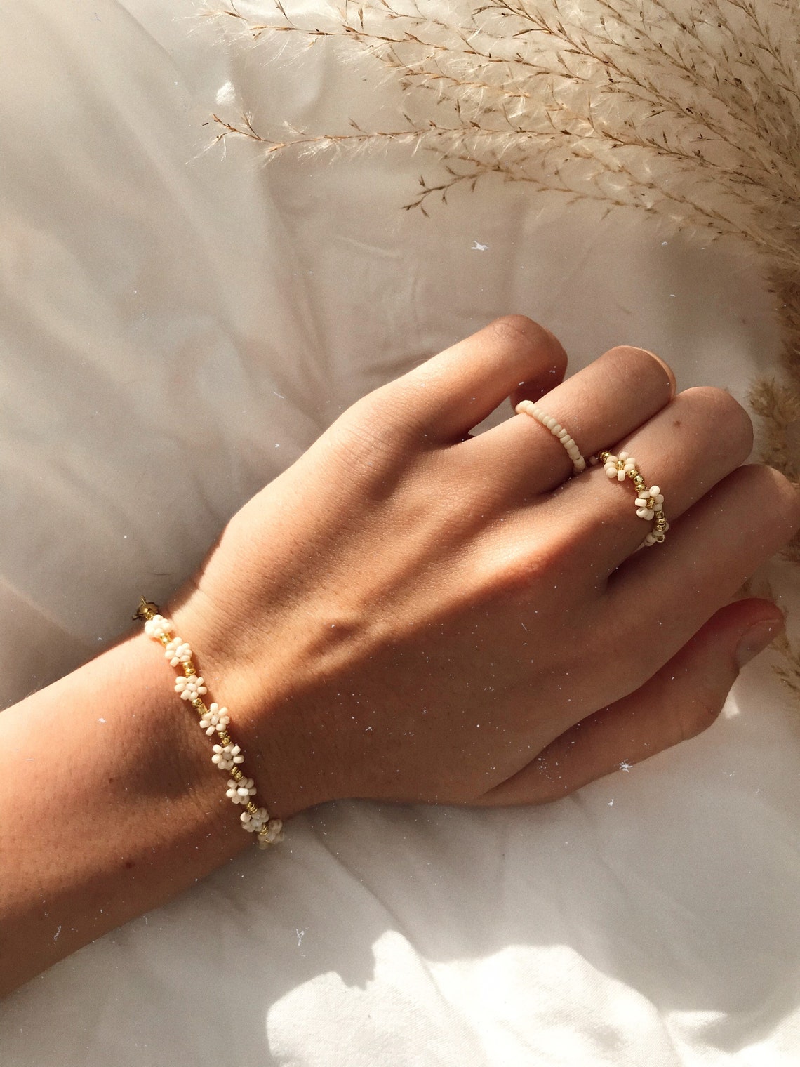 Aruba Handmade Boho Bracelet Made of Small Beige and Golden - Etsy UK