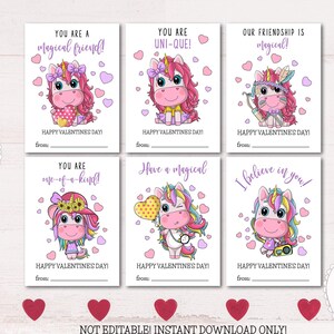 Printable Unicorn Valentine's Day Cards, Classroom Valentine's Day ...