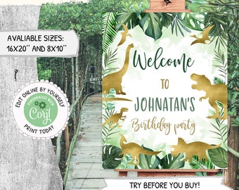 Dinosaur Welcome Party Sign - Etsy