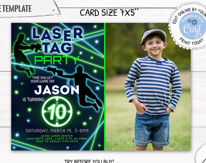 Laser Tag Party,laser Tag Invitation,custom Face Invites,video Birthday ...