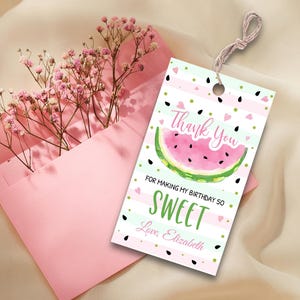 Editable Watermelon Favor Tag, Pink Watermelon Gift Tag, Watermelon ...