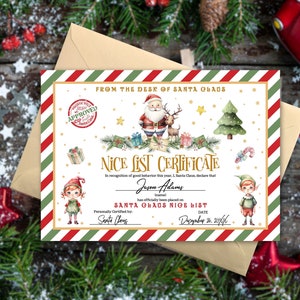 Editable Nice List Certificate, Santa Claus Official Nice List for Boys ...