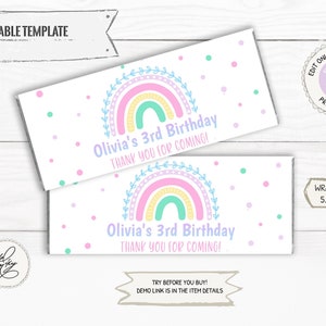 Editable Pastel Rainbow Chocolate Wrapper Printable Boho - Etsy