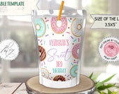 Editable Donut Juice Box Labels Donut Birthday Party Juice - Etsy