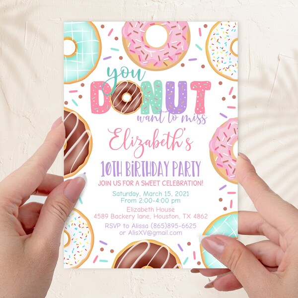 Donut Party Invitations - Etsy