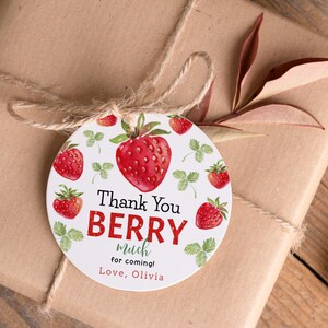 Editable Red Strawberry Favor Tag, Summer Fruits Thank You Tag, Red ...