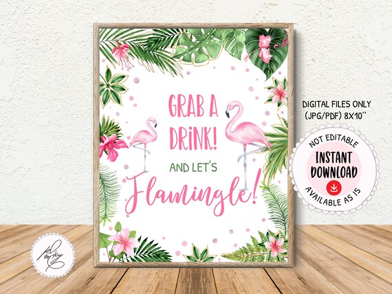 Party Décor Flamingo Drinks Table Decoration Instant Download Tropical ...