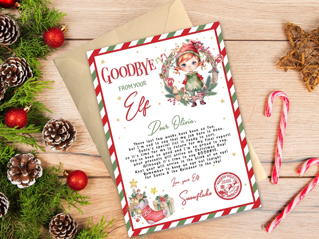 Editable Goodbye Letter From Your Elf, Farewell From the Elf, Elf Girl ...