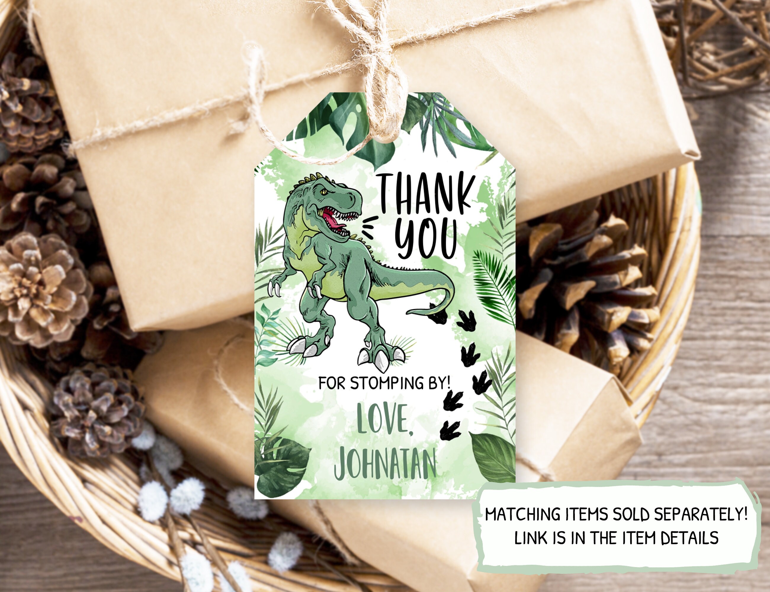 T-Rex Favor Tag Dinosaur Thank You Tag Editable Birthday - Etsy España