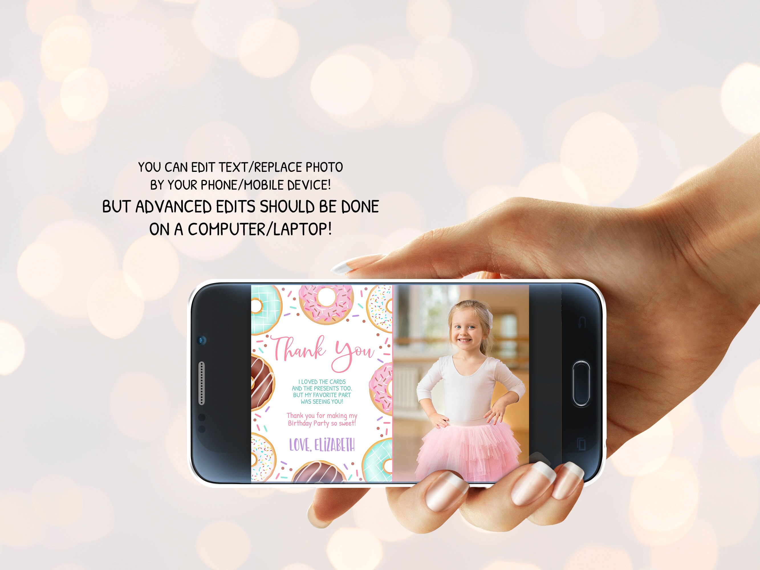 Editable Donut Thank You Card With Photo Donut Thank You - Etsy