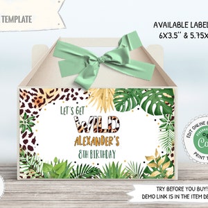 Editable Leopard Print Gable Box Label, Jungle Safari Gift Box Label ...